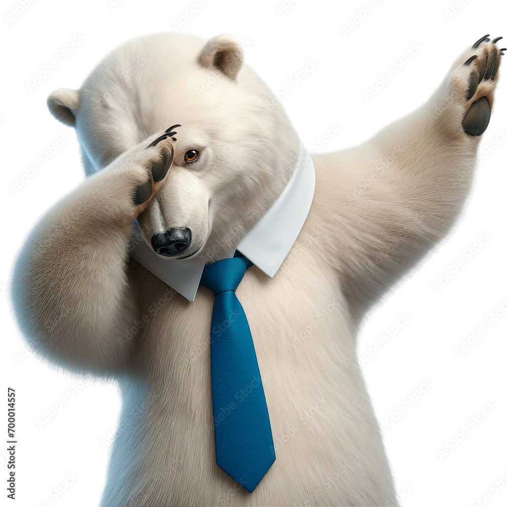 Polar Bear Wearing Tie and Dabbing - Isolated on Transparent Background ...