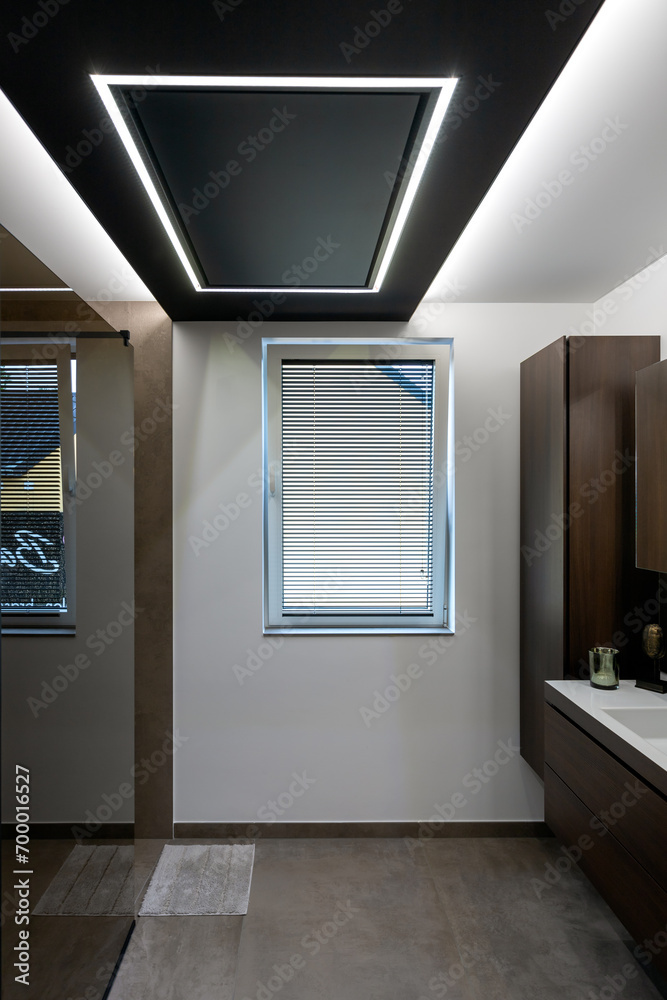 Modern bathroom interior with sleek design featuring indirect LED ...