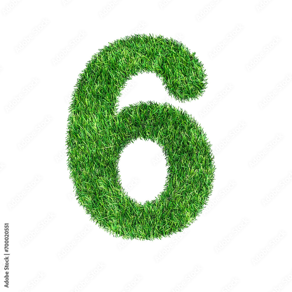 Grass letter NUMBER 6 isolated on transparent background Stock ...