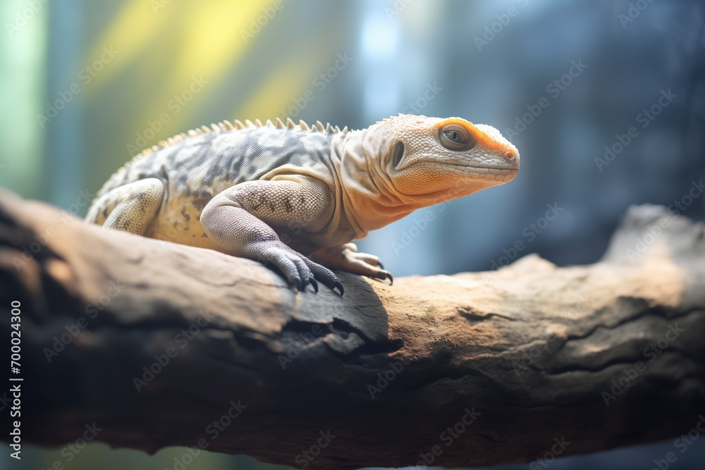 sunlit monitor lizard on a tree limb Stock Photo | Adobe Stock