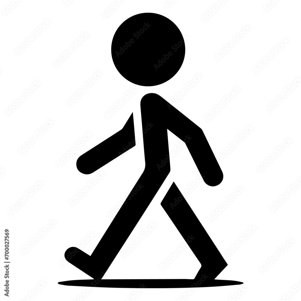 minimal Stick Figure character walking vector silhouette, black color ...