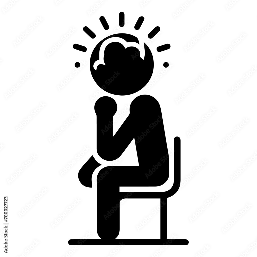 minimal Thinking Stick Figure vector silhouette, black color silhouette ...