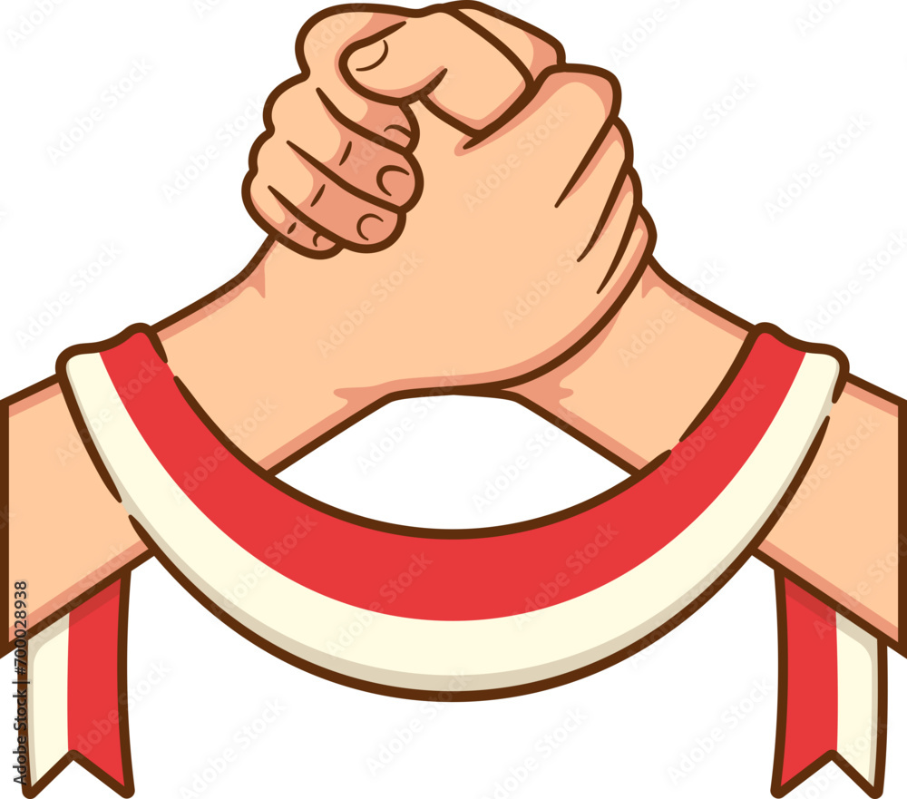 Tangan Bersatu Membawa Bendera Kemerdekaan Indonesia Merah Putih Stock ...