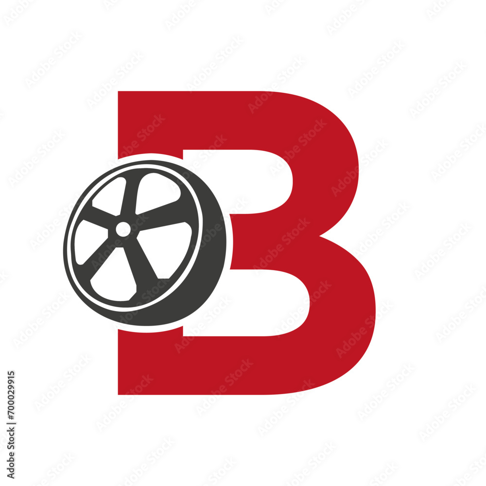 Tire Logo On Letter B, Automotive Symbol , Tire Icon Vector Template ...