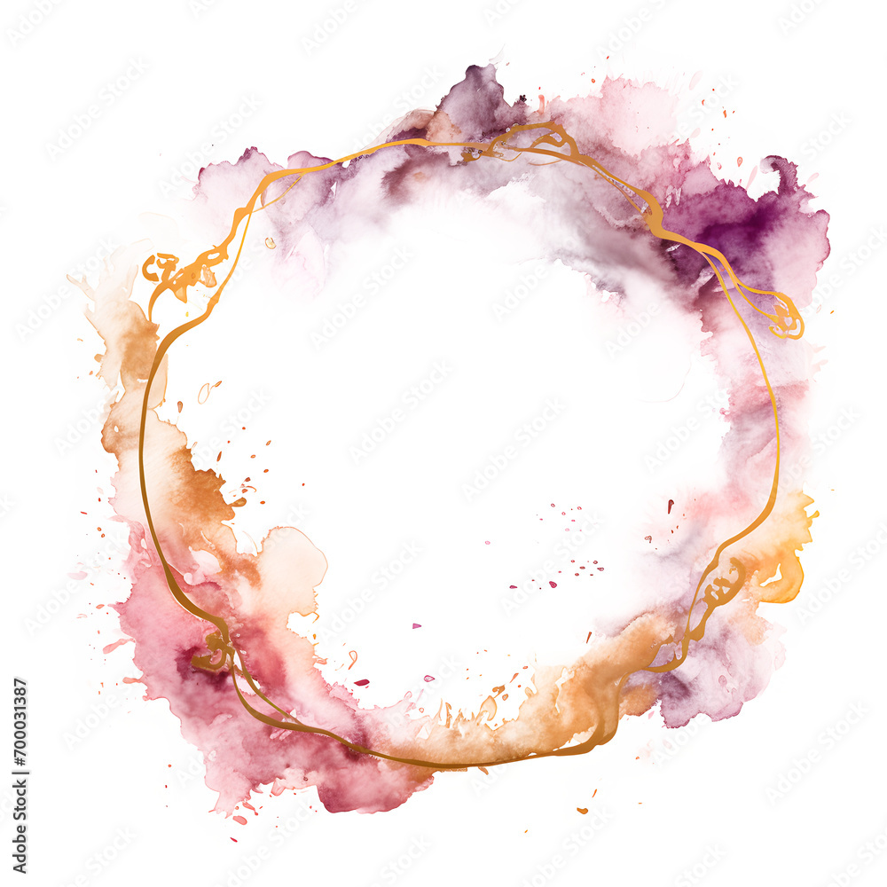 Abstract watercolor frame on png background Modern art with gold foil ...