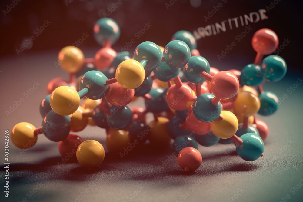3D model of finasteride molecule with structural formula and color ...