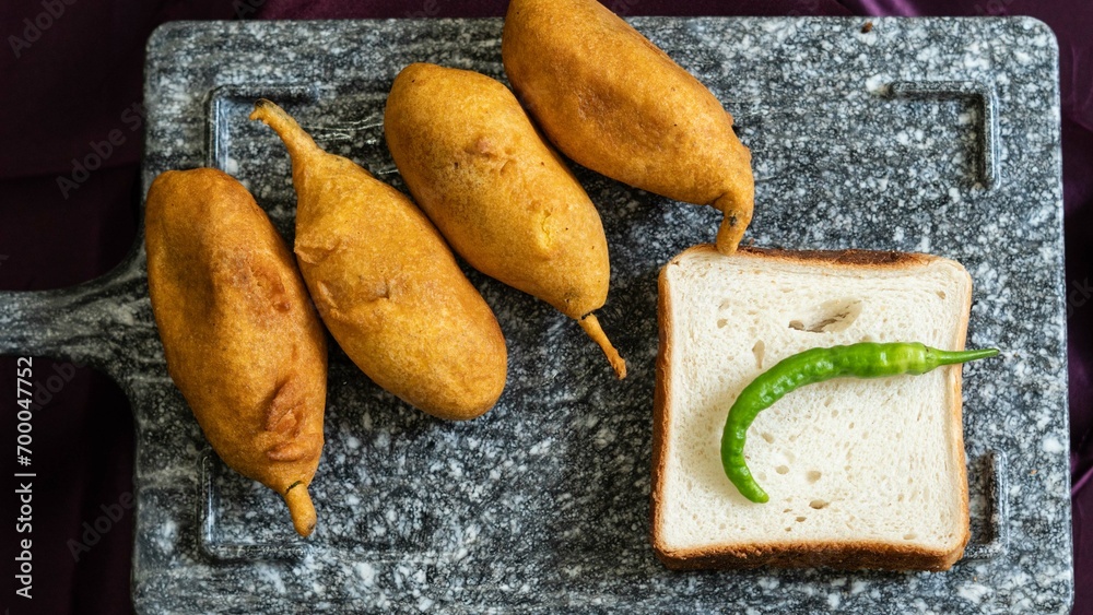 Jodhpur Special Mirchi bada served with Bread and Green Chilli, Jodhpur ...