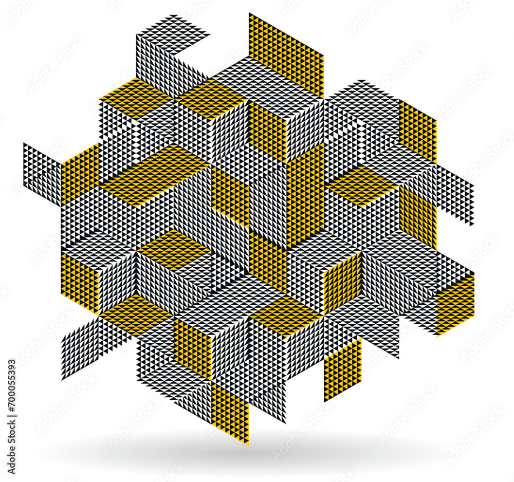 Isometric 3D cubes vector abstract geometric background, yellow ...
