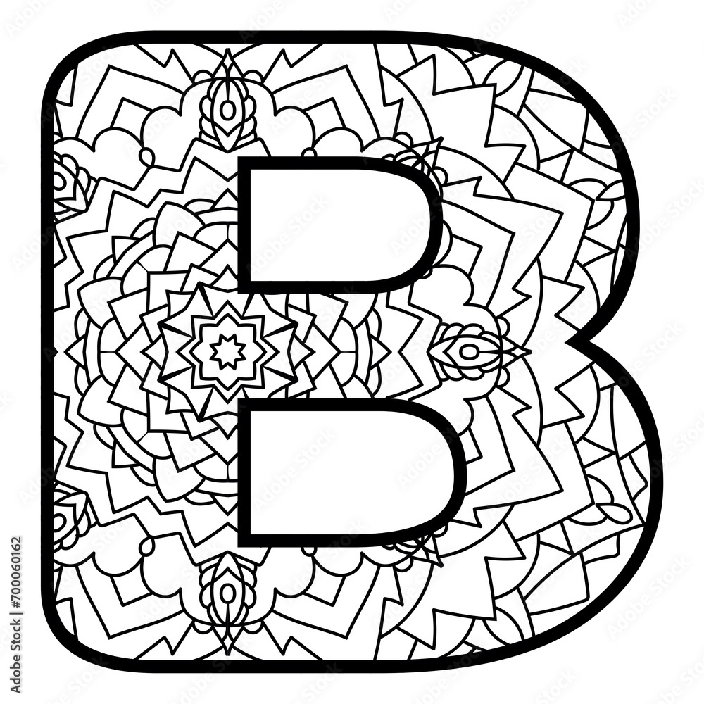 Zentangle mandala stylized ABC English language alphabet for coloring ...