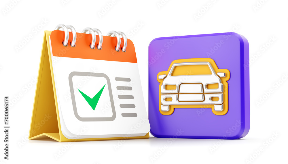 Scheduling of Automotive Service Checkup. A desk calendar beside a ...