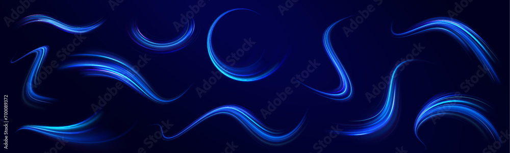 Abstract blue wave background. Wavy transparent curved lines in the ...