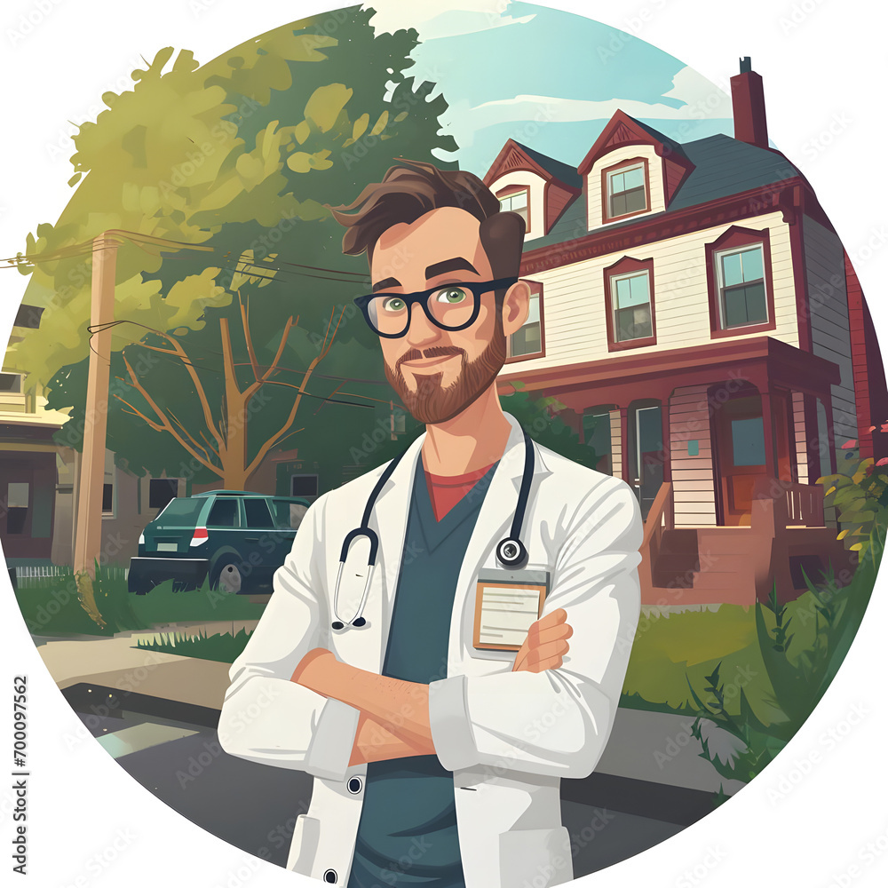 Prompt A warm, inviting[Community Health Doctor emoji] in a local ...