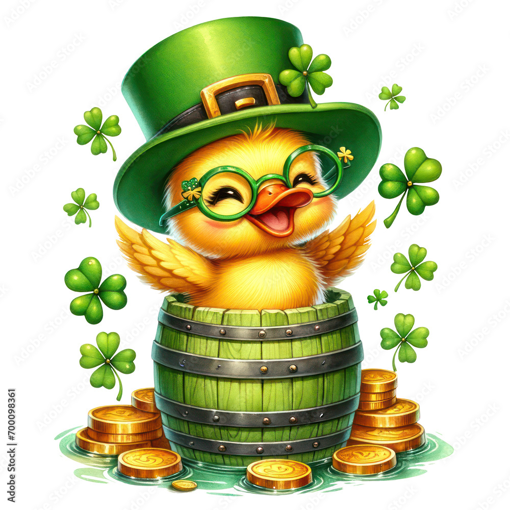 Cute Duck St Patrick's Day Clipart Illustration Stock Illustration ...