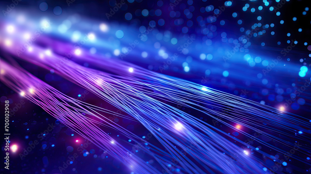 An artistic depiction of fiber optics network cables as glowing veins ...