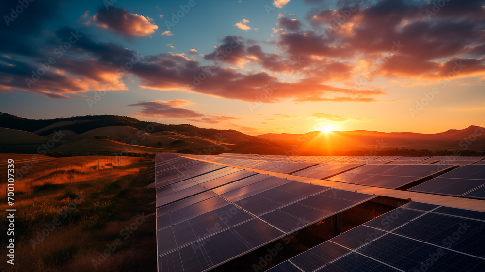 Solar cell farm power plant eco technology.landscape of Solar cell ...