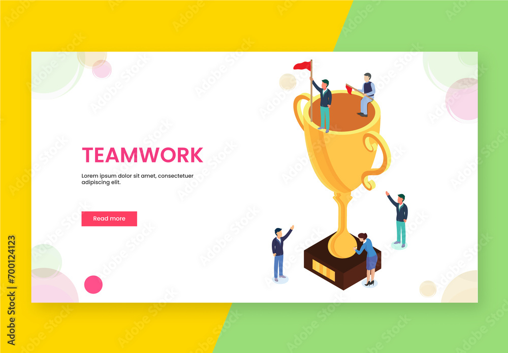 Teamwork Concept Based Landing Page Design with Business People ...