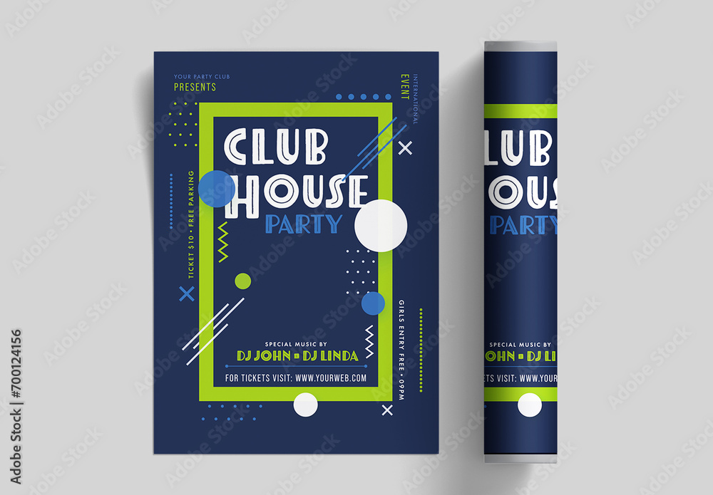 Club House Party Flyer Presentation in Black and Purple Color. Stock ...