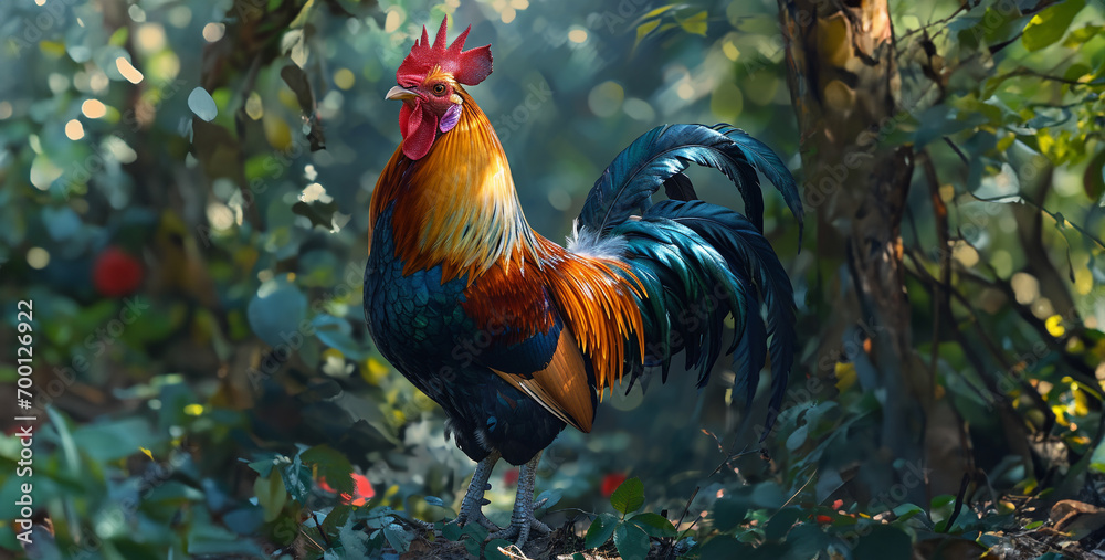 rooster vivid colors full body ultra detailed blurry, rooster in the ...