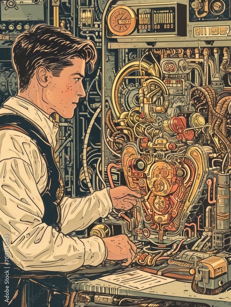 Man hybrid cyborg with opened chest and visible robotic anatomy, in the ...