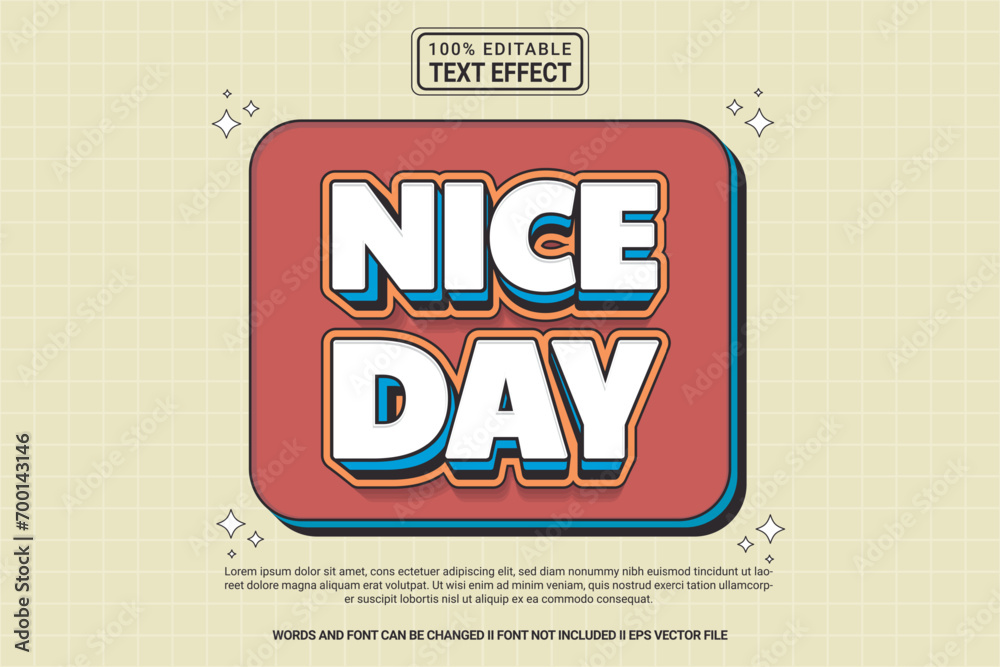 Editable text effect Nice day 3d cartoon template style modern premium ...