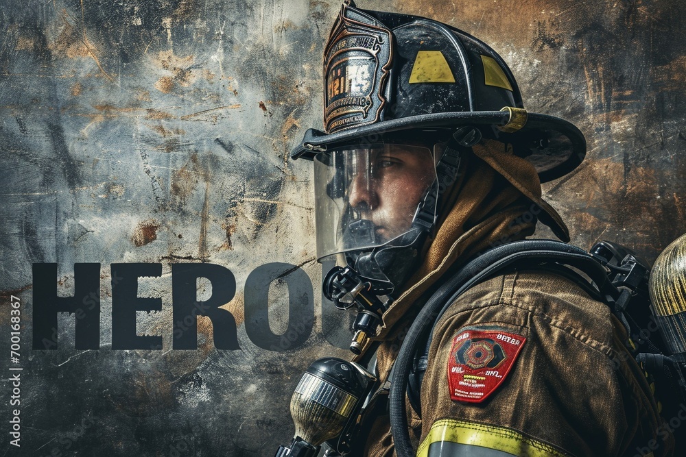fire fighter background wallpaper including the word HERO in large ...