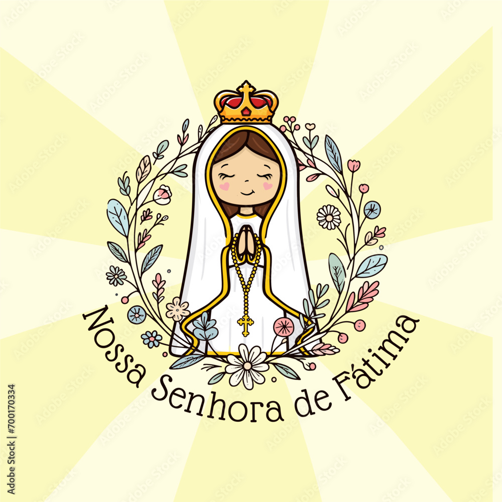 Vector hand drawn Nossa Senhora de Fatima illustration - Divine Visions ...