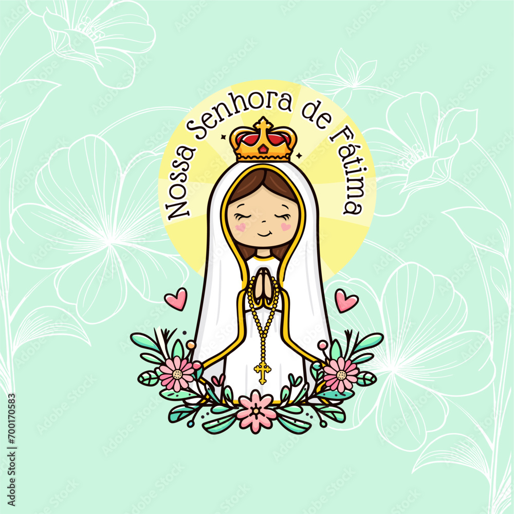 Vector hand drawn Nossa Senhora de Fatima illustration - Divine Visions ...
