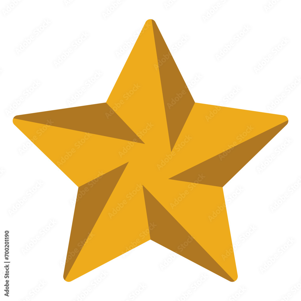 Realistic Gold star. Pentagonal star cartoon icon. 3d Golden star ...