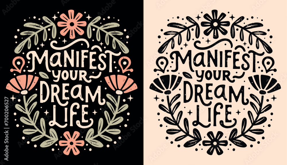 Manifest your dream life affirmation lettering poster. Spiritual quotes ...