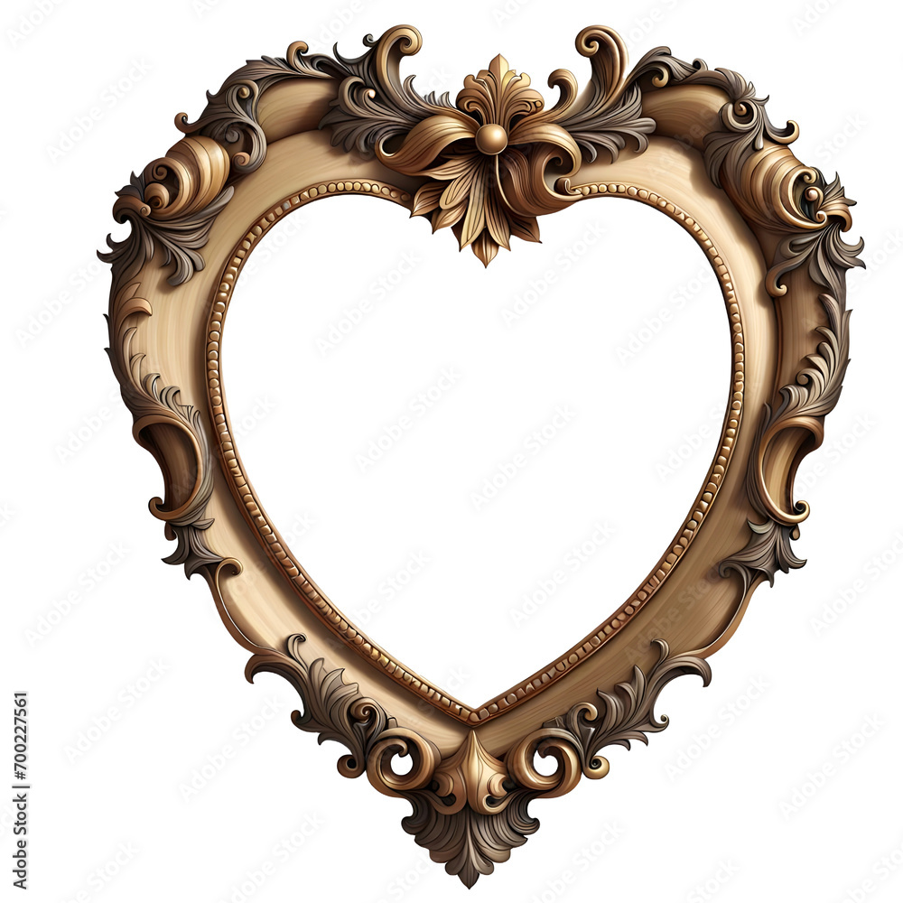 heart shaped antique frame isolated on transparent background Stock ...
