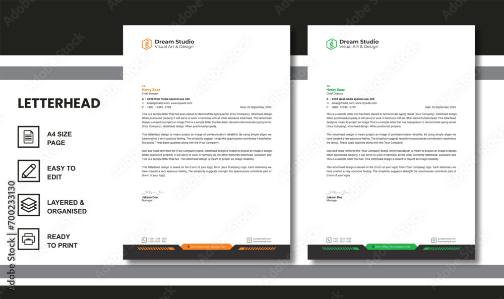 Creative letterhead format template, business style letterhead design ...