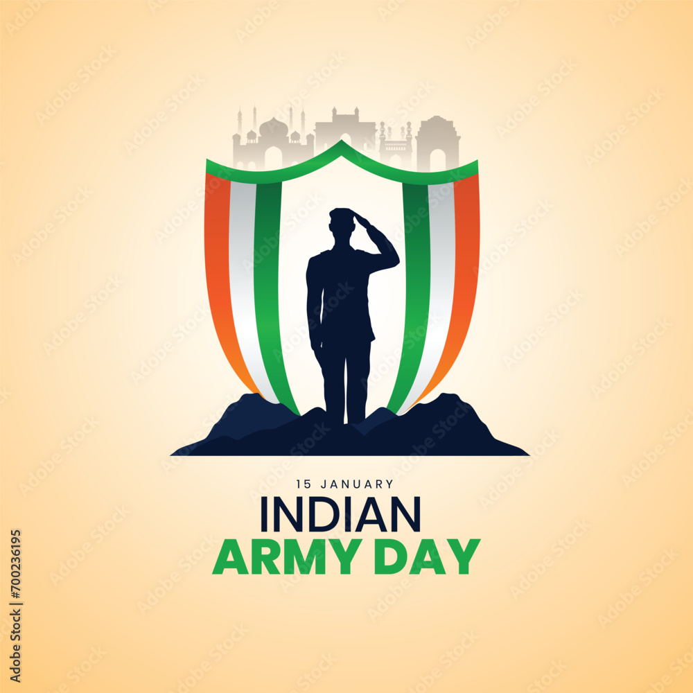 Vector illustration of Indian Army Day, celebrating the victory of the ...