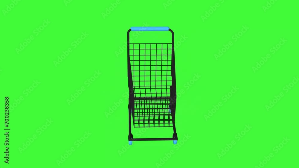 Black Shopping Cart on a green screen , rotation. Concept for online ...