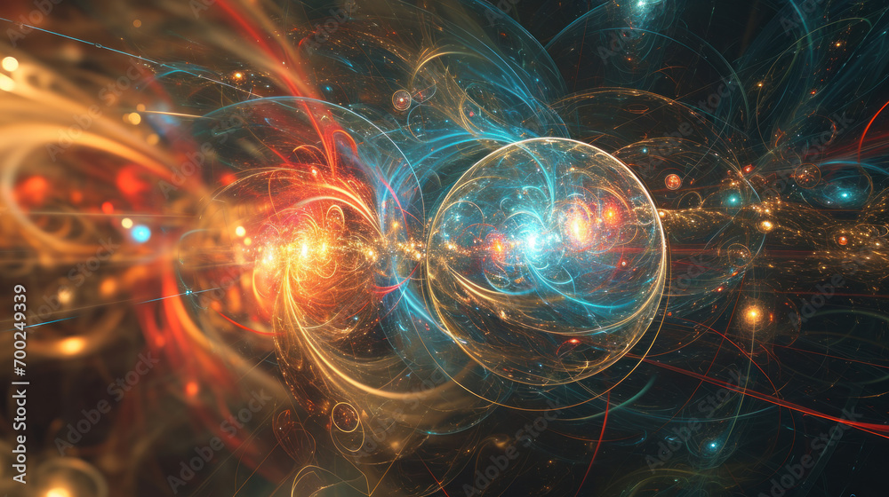 Quantum computing qubit abstract background concept. Chipset of future based on quantum physics ...