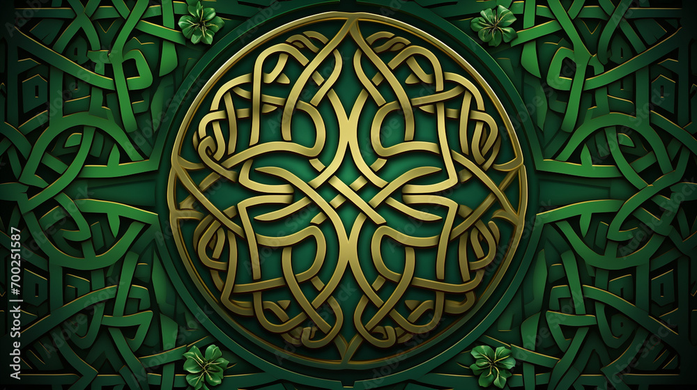 Detailed Vector Illustration of Interlocking Celtic Knots and Shamrocks ...