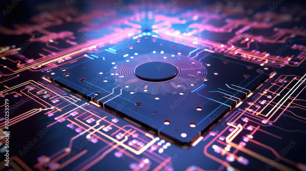 Quantum computing qubit abstract background concept. Chipset of future ...