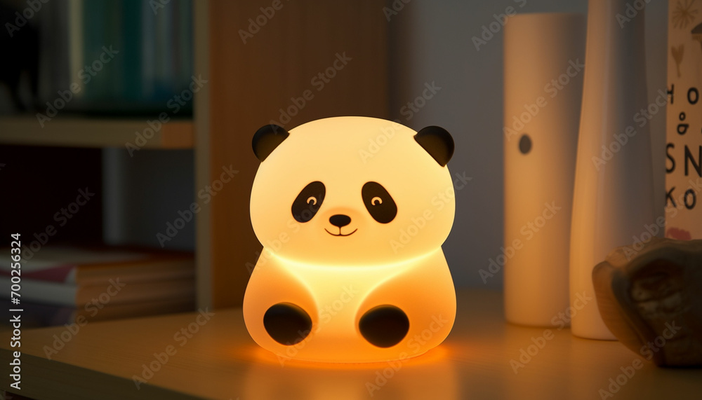 Design a 3D printed panda shaped night light with a soft glow. The ...