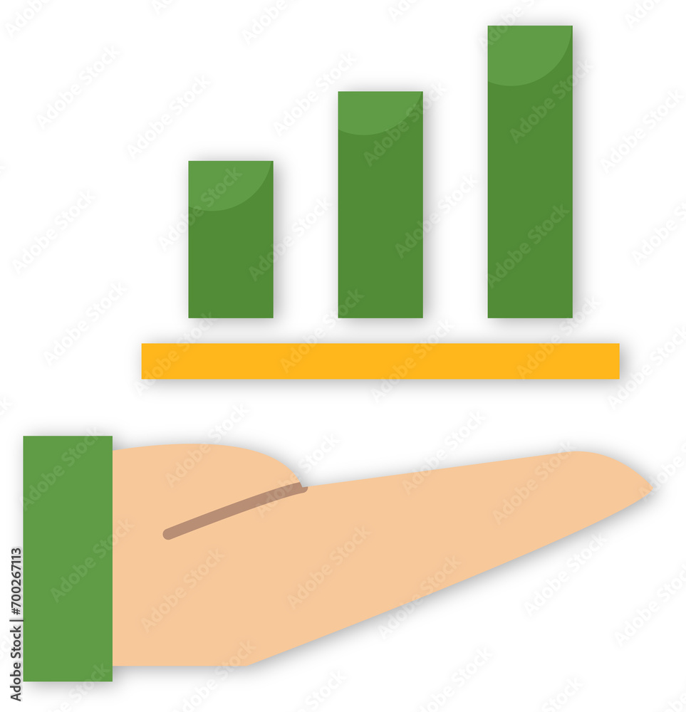 hand with chart bra graph with arrows transperancy background Stock ...