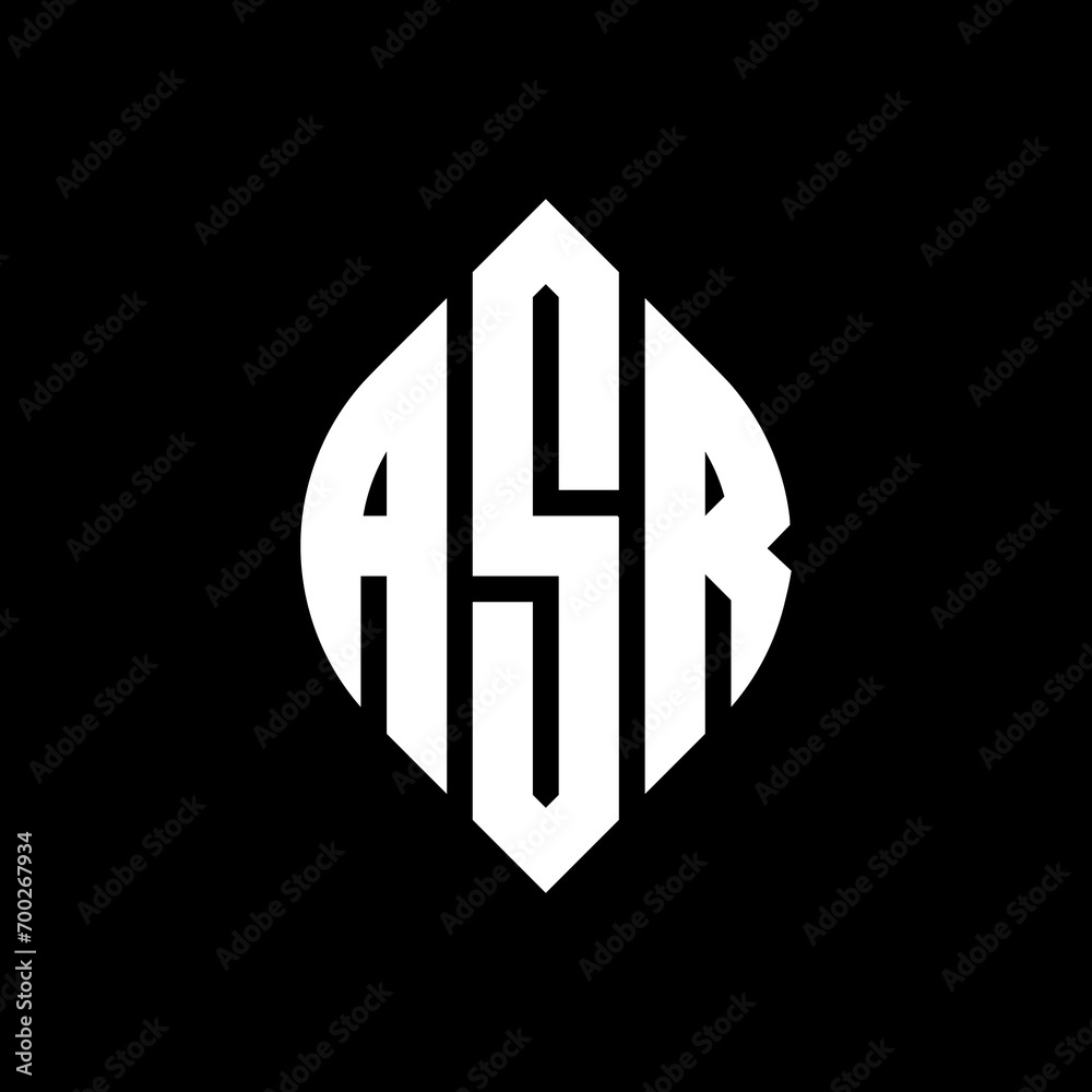 ASR circle letter logo design with circle and ellipse shape. ASR ...