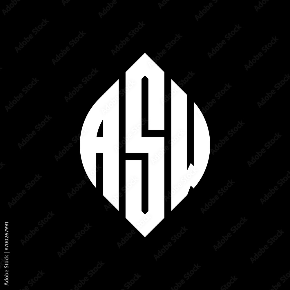 ASW circle letter logo design with circle and ellipse shape. ASW ...