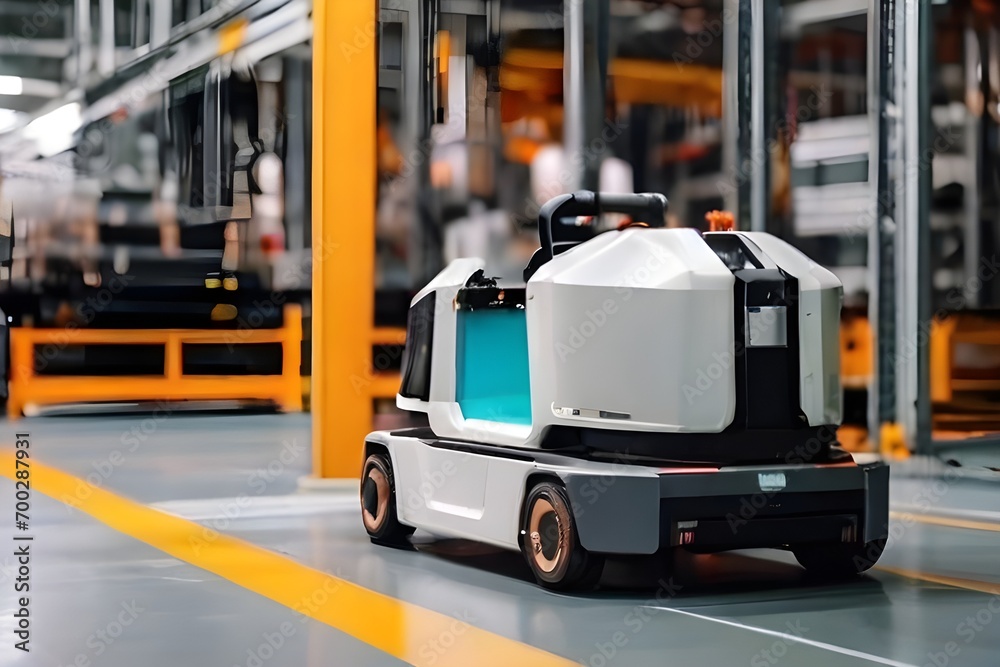 Automated Guided Vehicle in Industrial Environment. Autonomous AGV ...