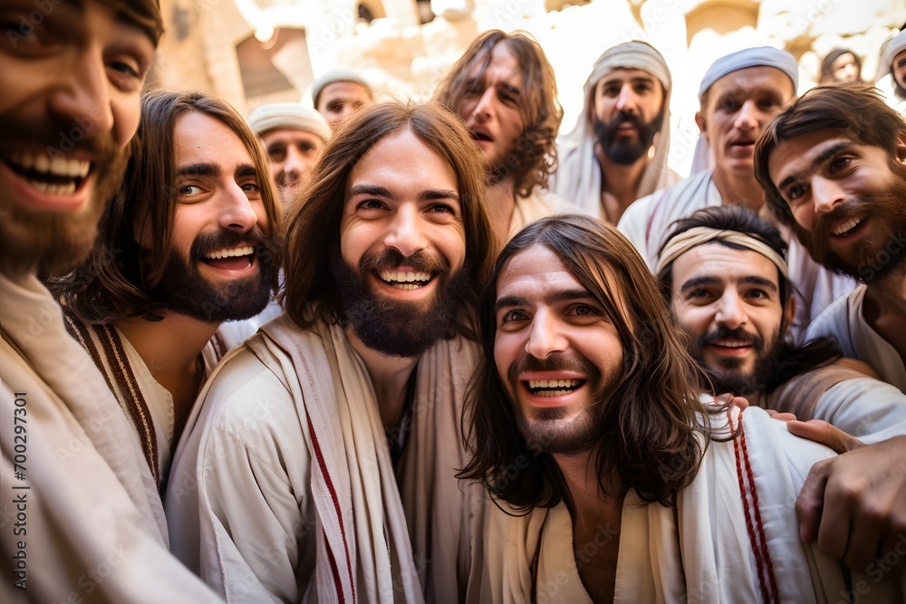 Imagining Jesus smiling with his disciples Stock Photo | Adobe Stock
