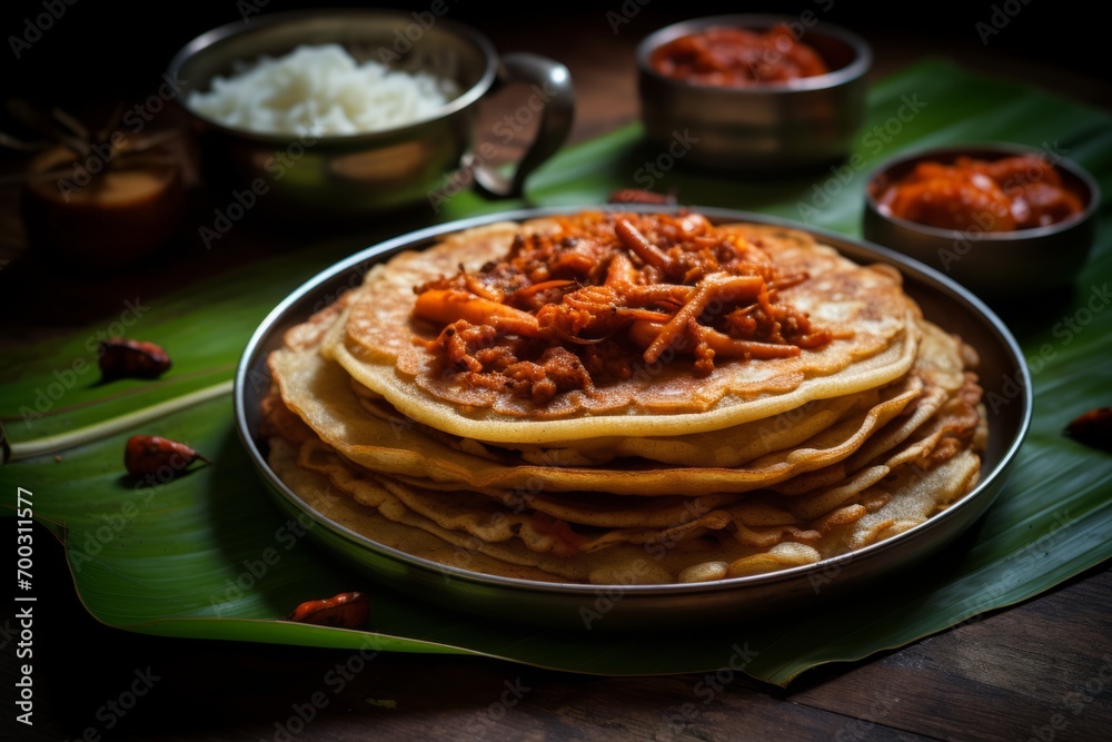 Authentic homemade Kalathappam from Kerala, served on a banana leaf ...