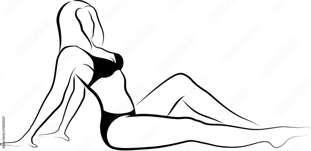 Sexy Woman In Bikini Lying Down Stock Vektorgrafik Adobe Stock