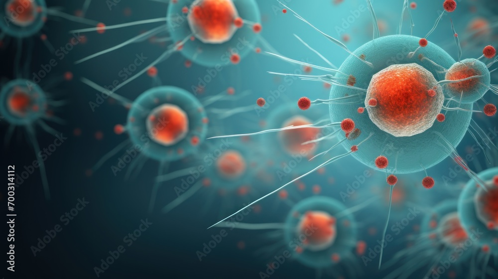 an image of a group of red and blue blood cells in the blood vessel of ...