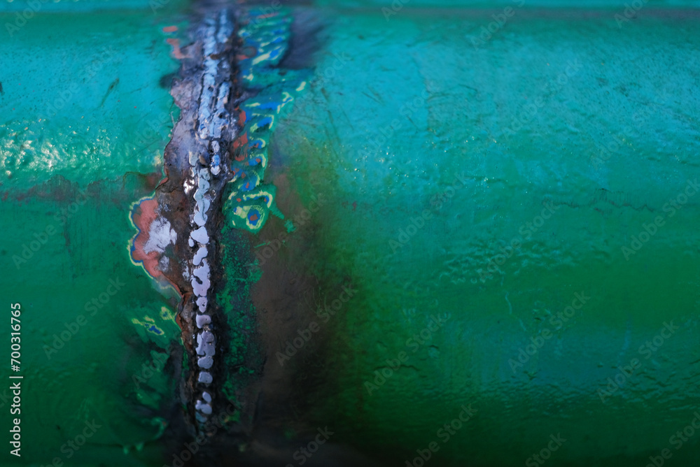 Weld Seam On Protective Fender Located On The Ship's Hull Sides. Metal ...