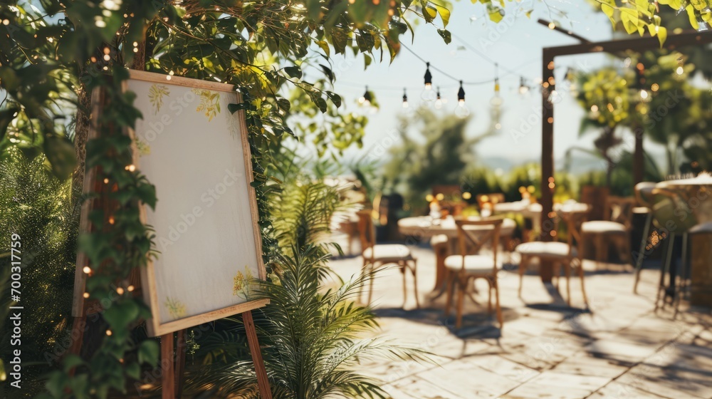 an outdoor wedding whiteboard with a welcome sign and seating chart ...