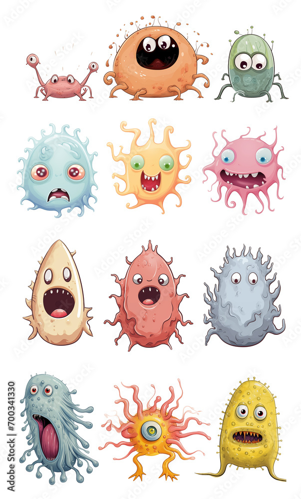 Slime monsters 12 pack of characters with various expressions, anatomy ...