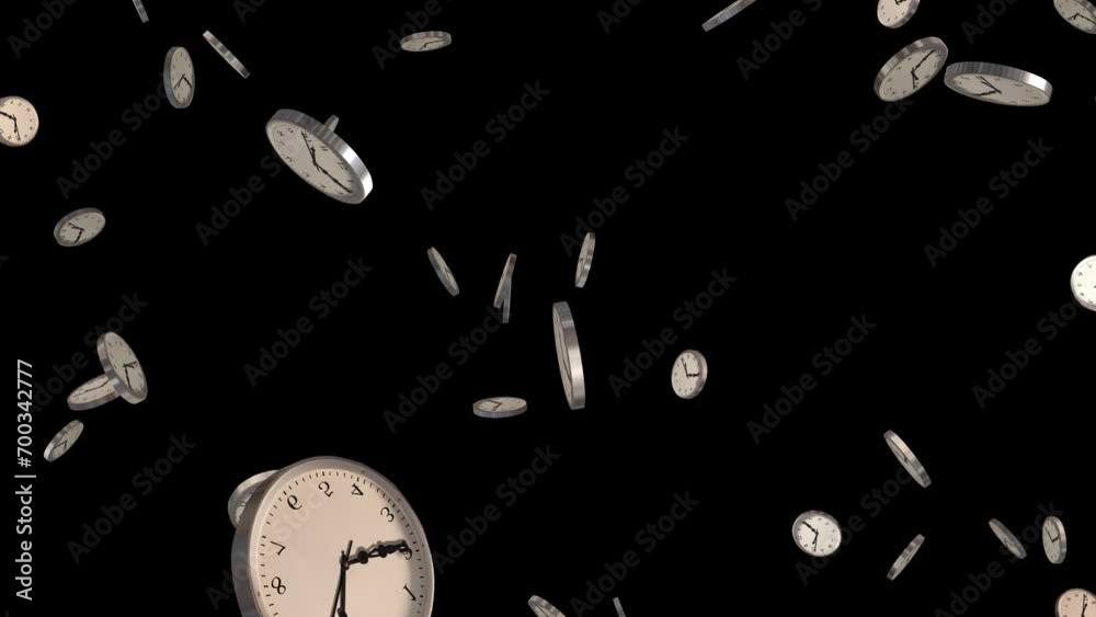 3d Simple Clock Animation On Black Background. Time Travel Concept ...