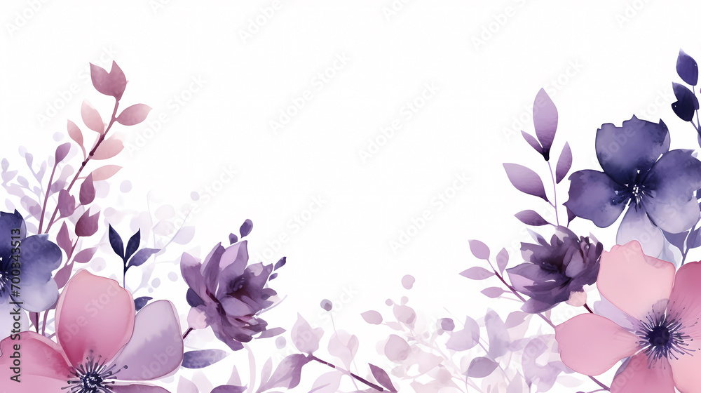 Floral frame with watercolor flowers, decorative flower background ...